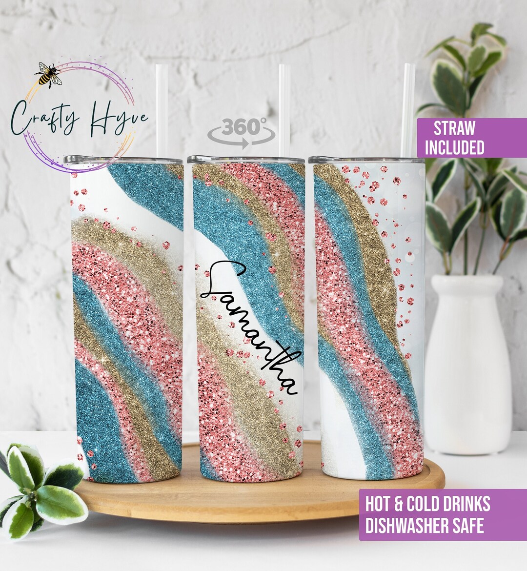 Personalized Glitter Tumbler With Name, Cute Custom Glitter to Go Cup ...