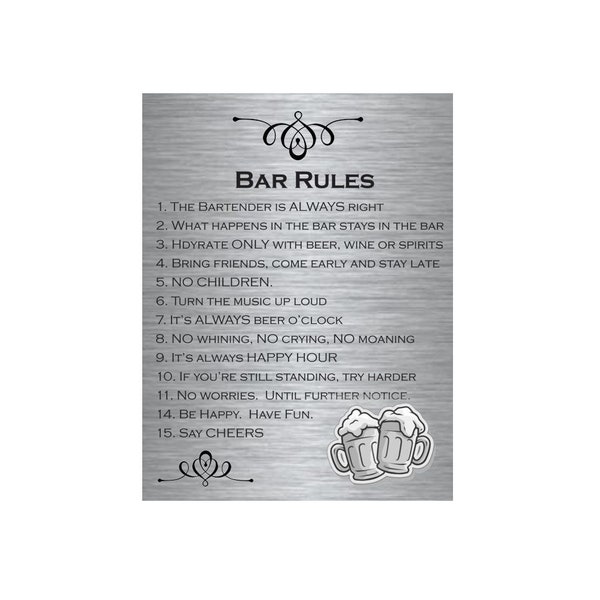 Bar Rules Sign - Etsy
