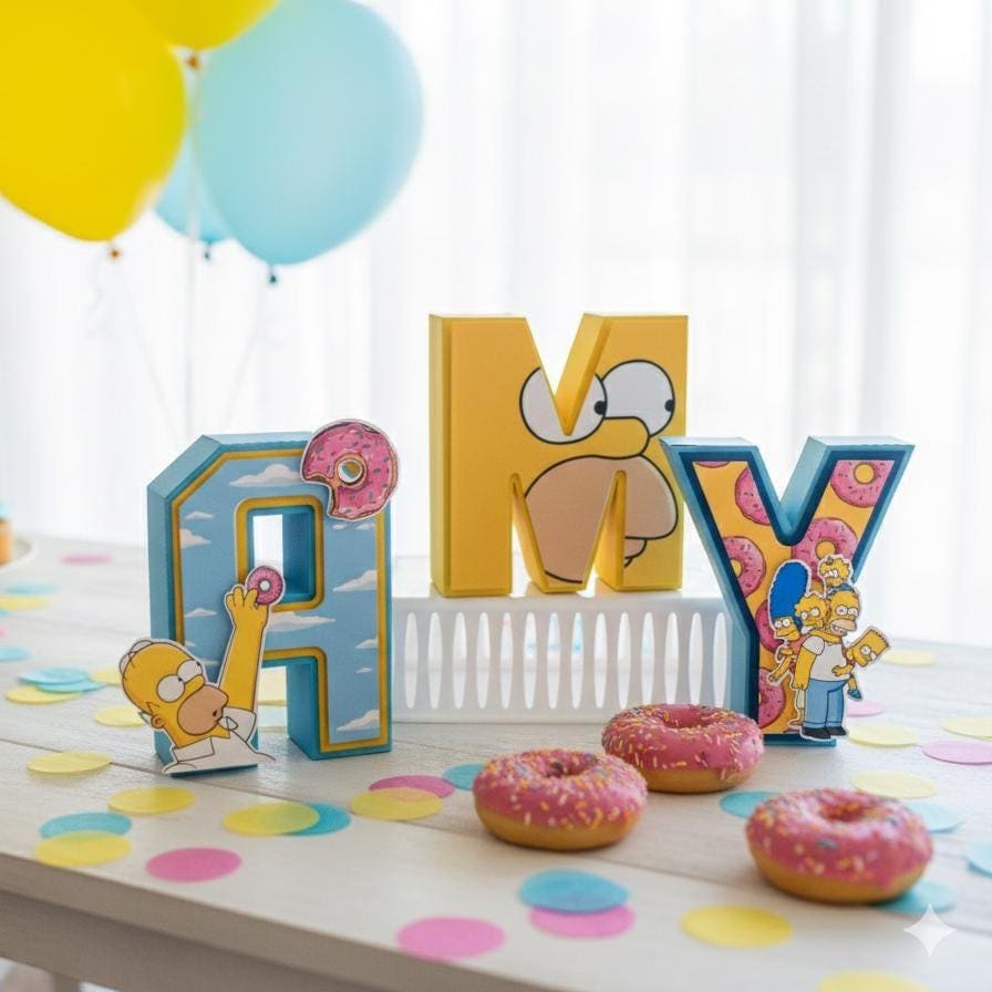 Simpsons Birthday 3D Letters Personalized Name Party Centerpiece Donut ...