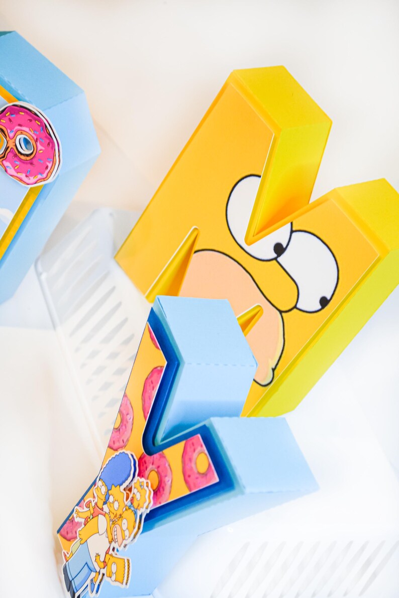 Simpsons Birthday 3D Letters Personalized Name Party Centerpiece Donut ...