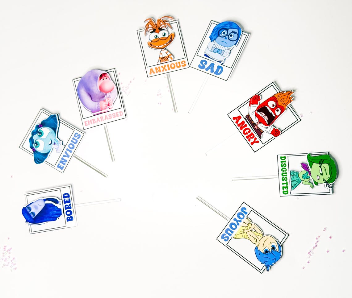 Inside Out Cupcake Toppers for Birthday Party | Inside Out 2 Party ...