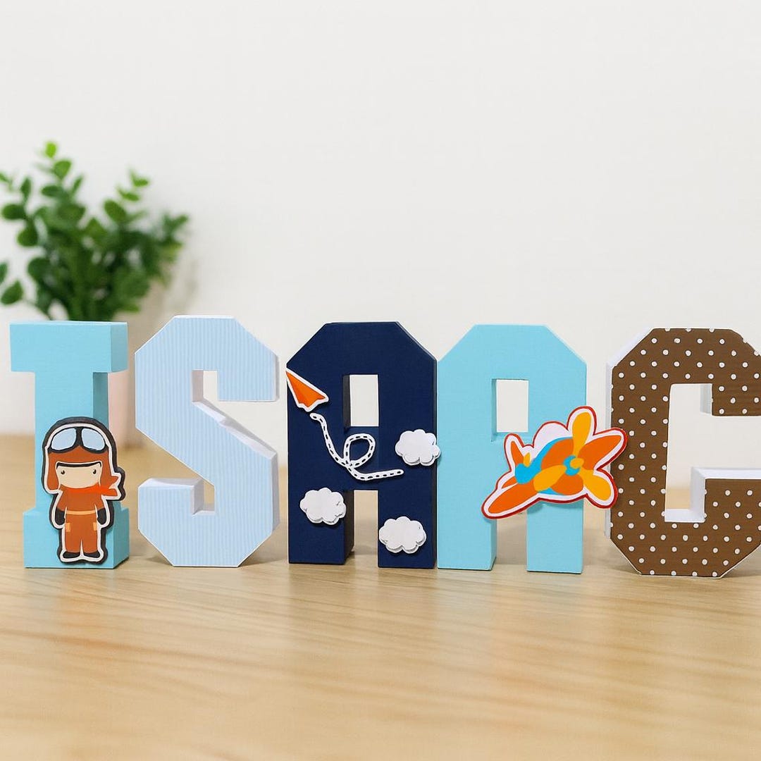 Custom 3D Name Letters Airplane Theme – Personalized Kids Party Decor ...