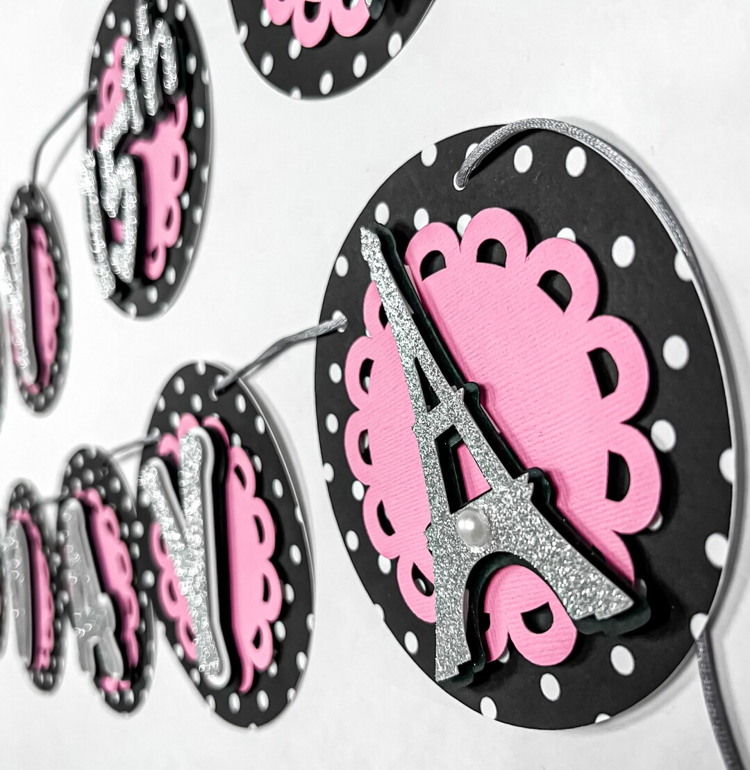 Pink Paris Eiffel Tower Birthday Banner Personalized Paris Party Decor ...