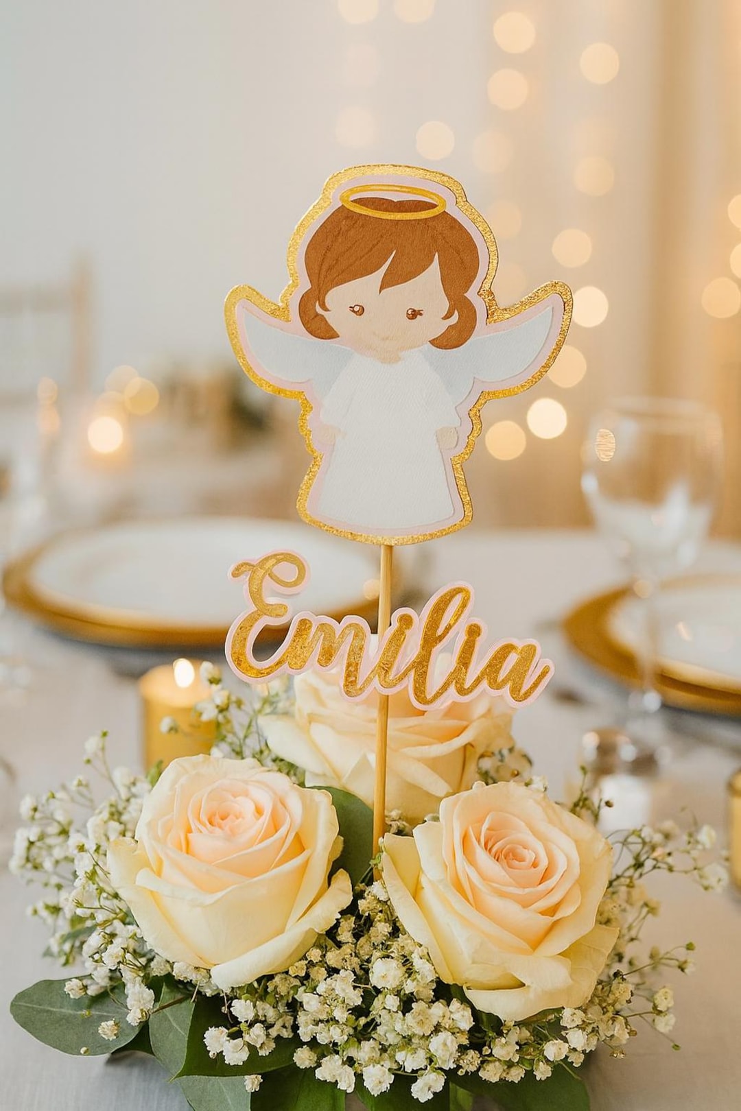Personalized Baptism Centerpiece: Custom Angel Table Decoration ...