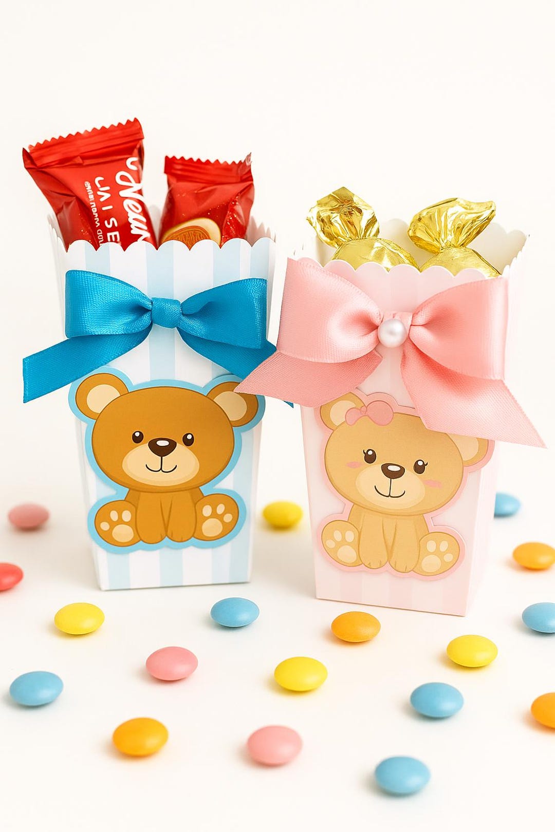 Teddy Bear Popcorn Boxes: Pink or Blue Baby Shower Party Favors - Etsy