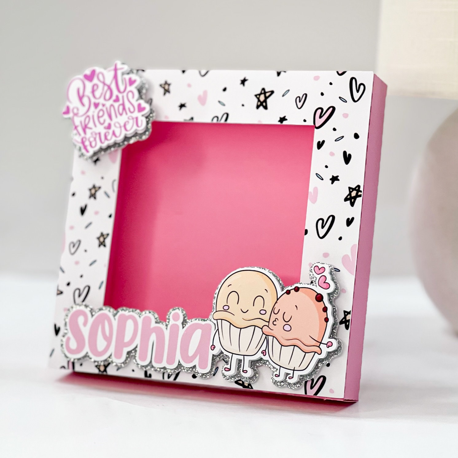 Personalized Best Friend Photo Frame, Cute Pink Kawaii Frame With Ice ...