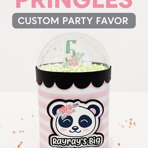 Custom Panda Pringles Favor – Girl Birthday Party Can With Dome Topper ...
