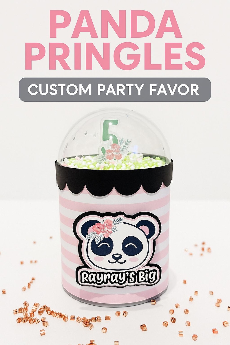 Custom Panda Pringles Favor – Girl Birthday Party Can With Dome Topper ...