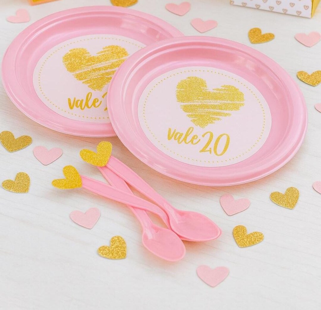 Custom Party Plates With Spoons: Personalized Pink Gold Tableware for ...