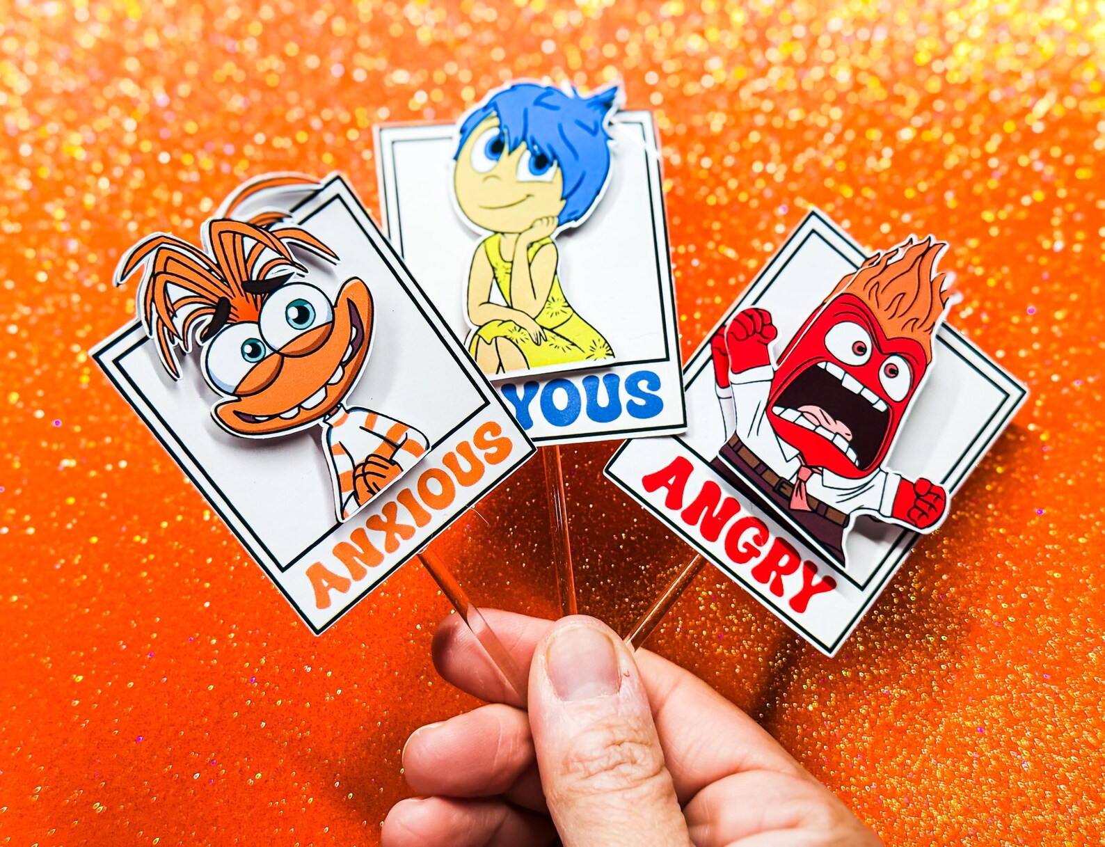 Inside Out Cupcake Toppers for Birthday Party | Inside Out 2 Party ...