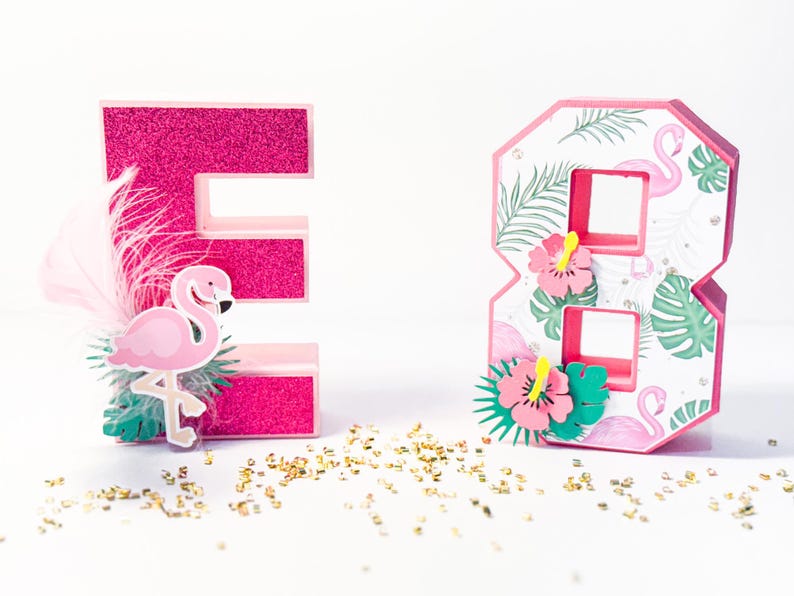 Flamingo 3D Letter or Number - Custom Personalized Tropical Party ...