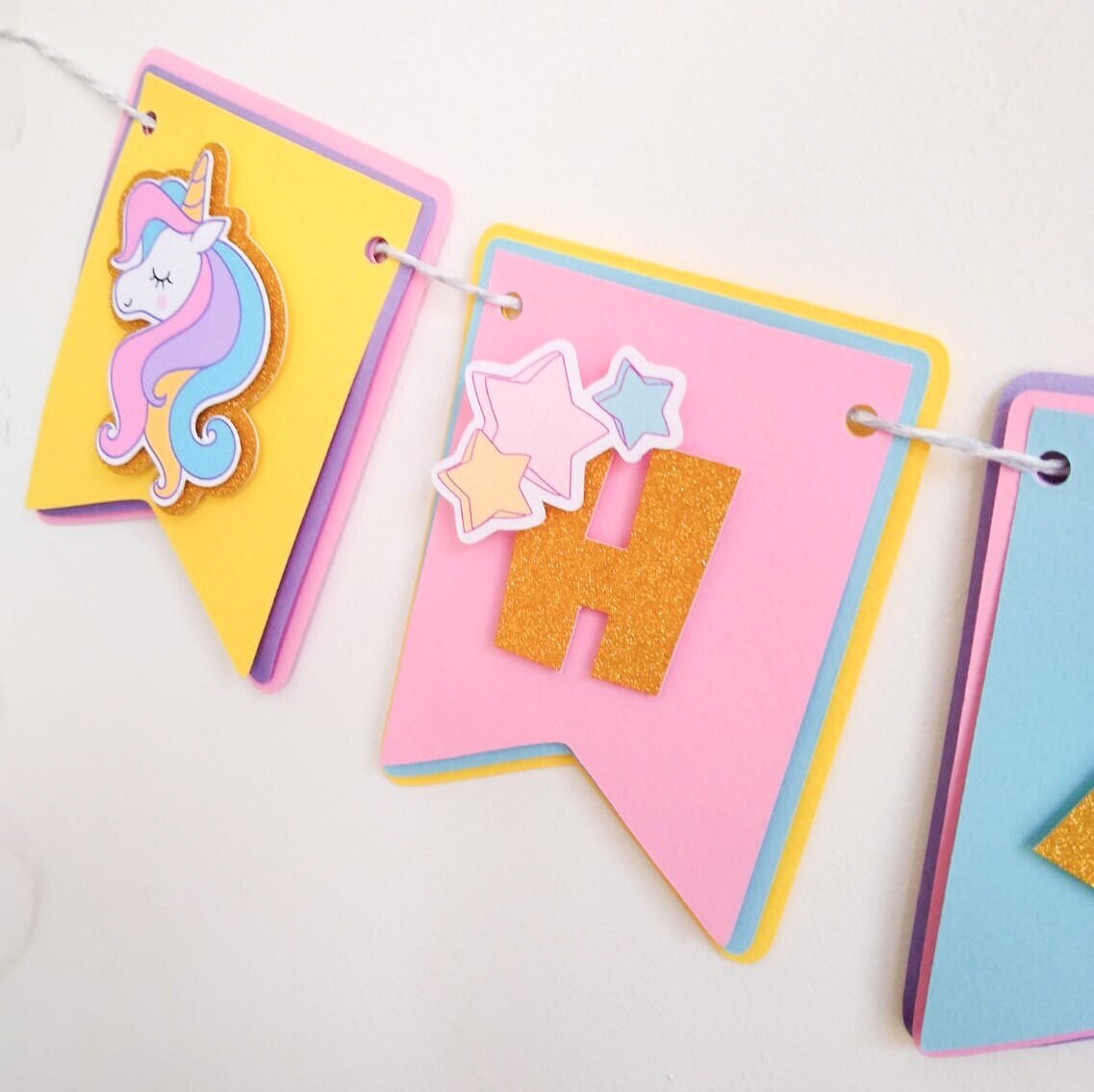 Unicorn Happy Birthday Banner Unicorn Party Decorations Rainbow Unicorn ...