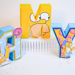 Simpsons Birthday 3D Letters Personalized Name Party Centerpiece Donut ...