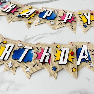 Comic Book Happy Birthday Banner, Superhero Party Decorations - Etsy
