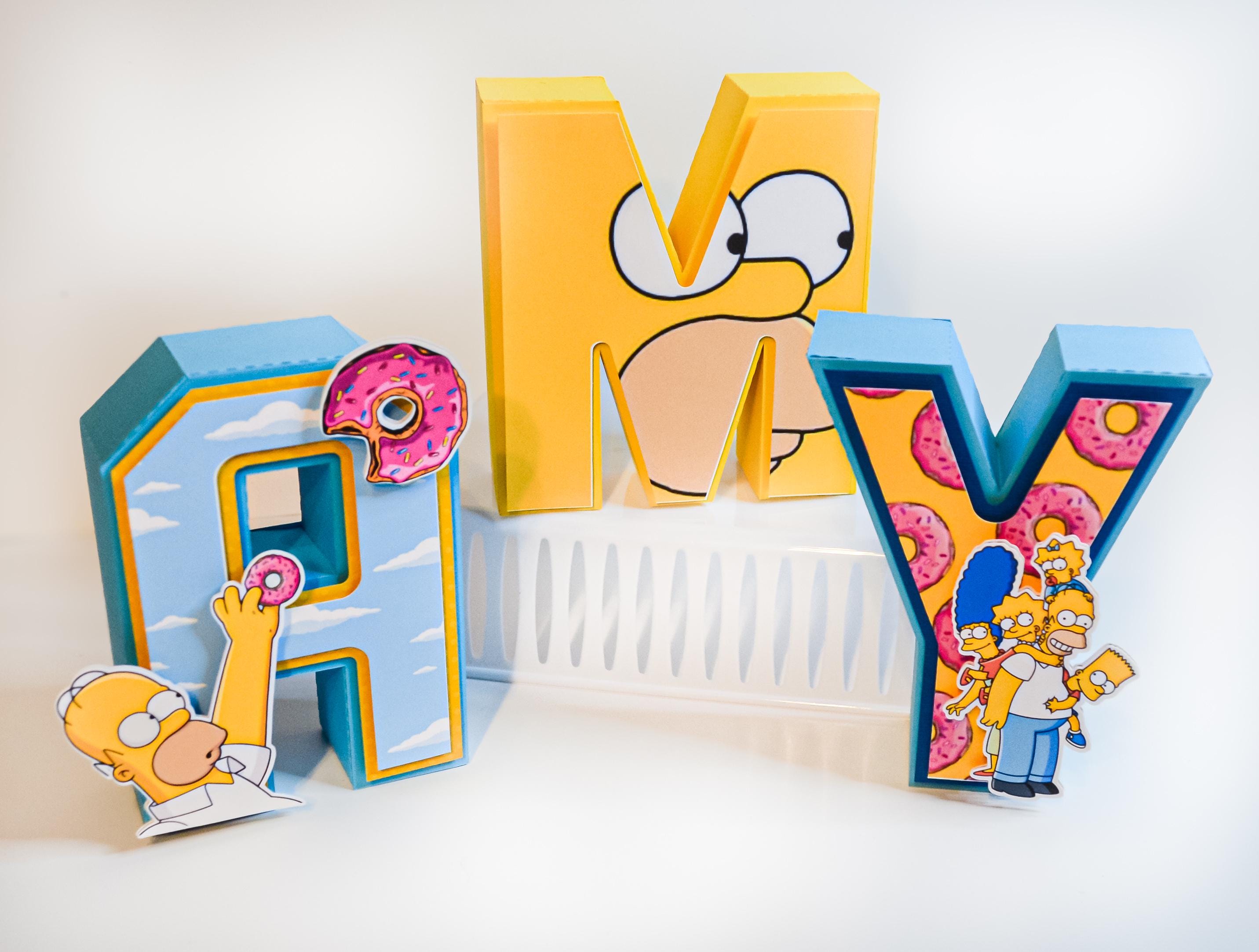 Simpsons Birthday 3D Letters Personalized Name Party Centerpiece Donut ...