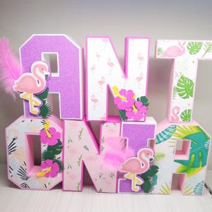 Flamingo 3D Letter or Number - Custom Personalized Tropical Party ...