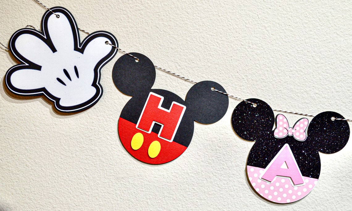Mickey and Minnie Birthday Banner Mickey and Minnie Party - Etsy