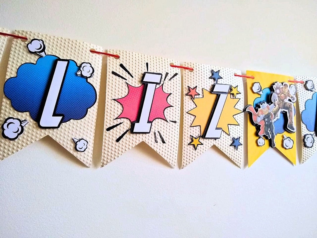 Comic Book Happy Birthday Banner Superhero Party Decorations - Etsy