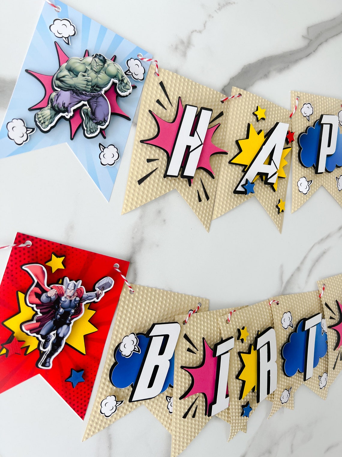 Banner de feliz cumpleaños de cómic, decoraciones para fiesta de ...