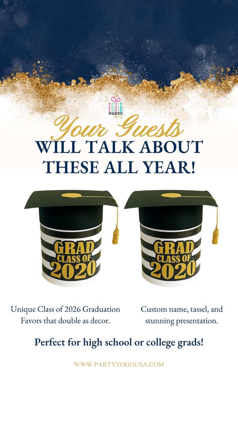 Grad Hat Pringles Favor Personalized Graduation Snack 2026 Black Gold ...