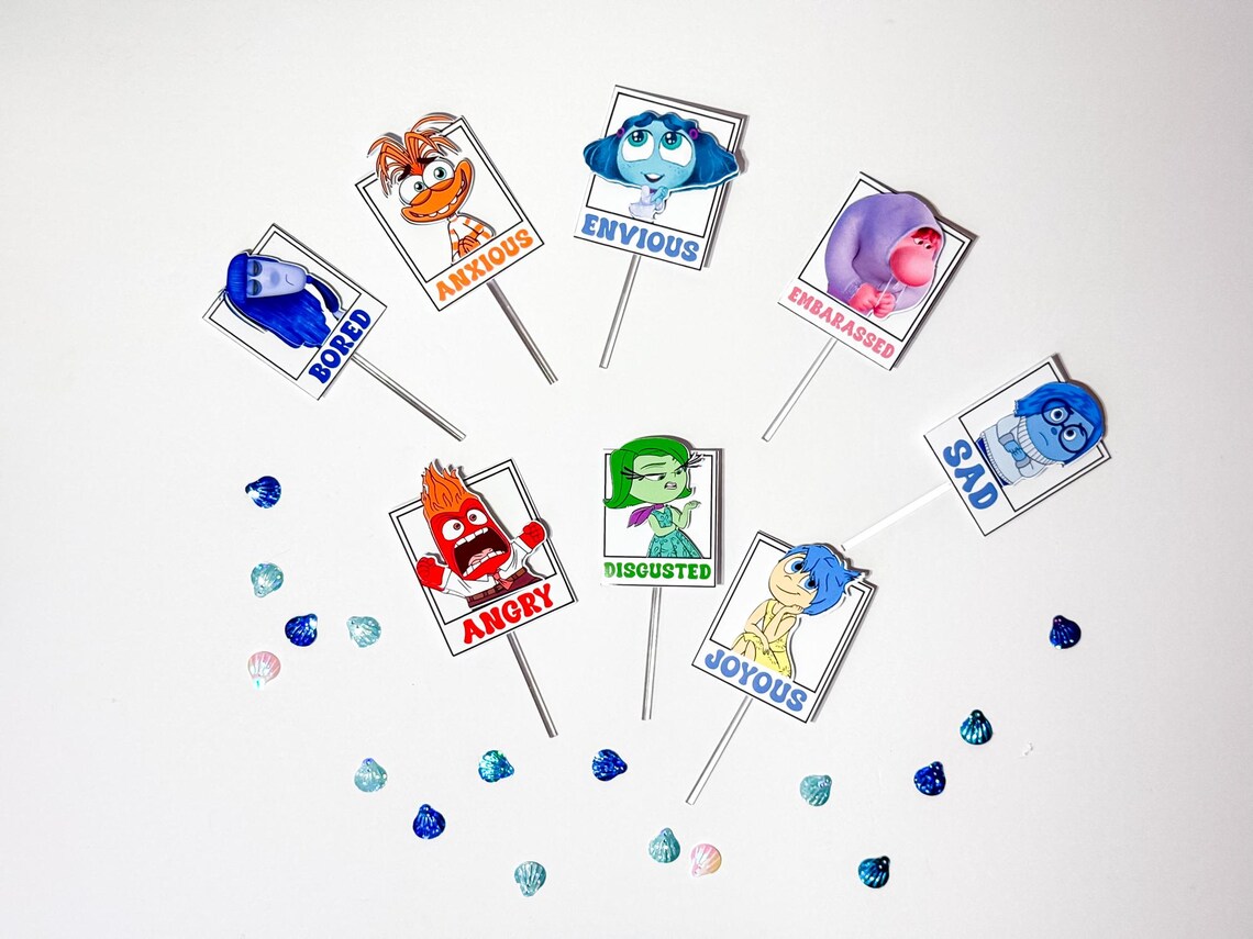 Inside Out Cupcake Toppers for Birthday Party | Inside Out 2 Party ...