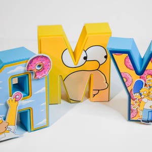 Simpsons Birthday 3D Letters Personalized Name Party Centerpiece Donut ...