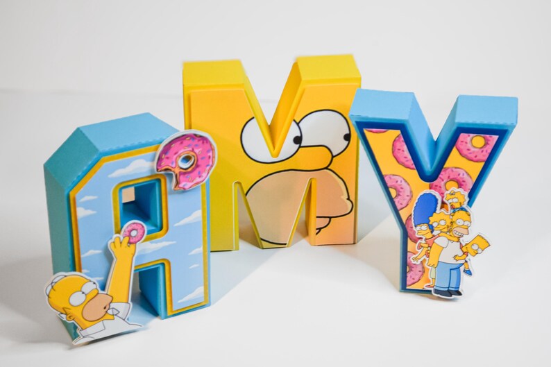 Simpsons Birthday 3D Letters Personalized Name Party Centerpiece Donut ...