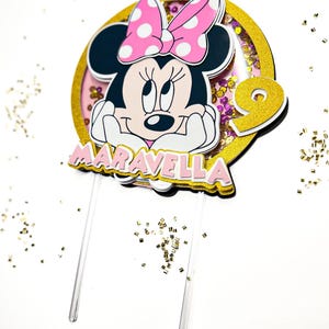 Minnie Mouse Cake Shaker Topper | Custom Name & Age | Pink, Gold or Red ...