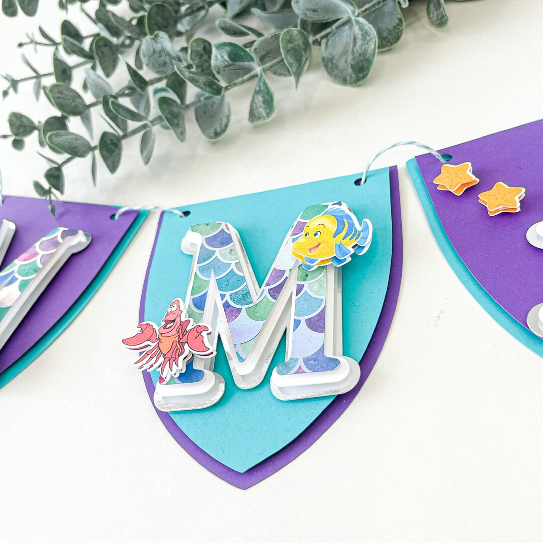Mermaid Birthday Banner, Little Mermaid Party Decorations, Ariel Party ...
