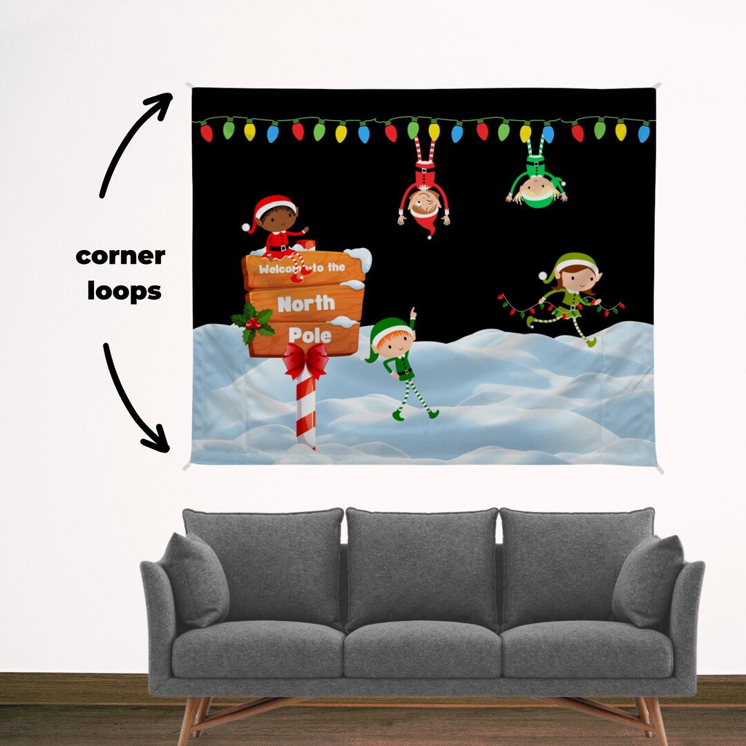 Christmas Banner, Elf Backdrop for Christmas Party, Large Christmas ...