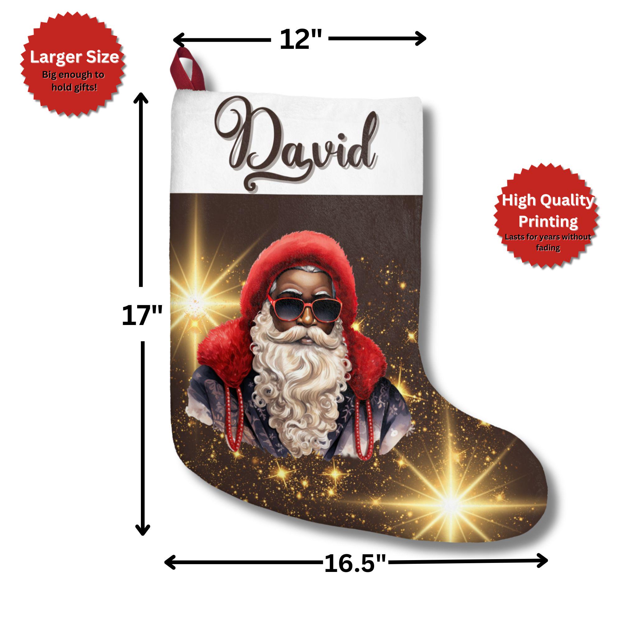 Black African American Personalized Christmas Stockings, Black Santa ...
