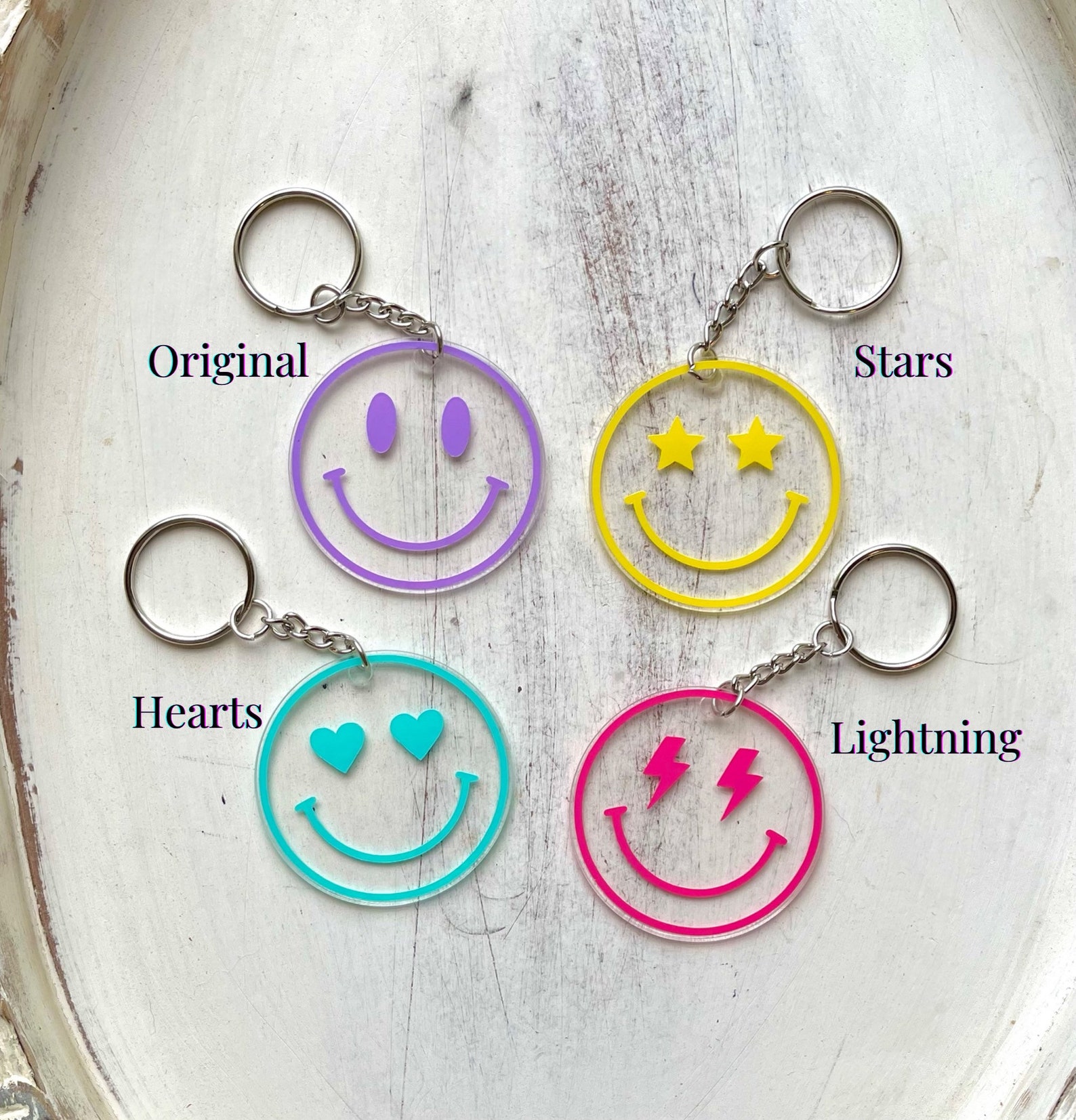 Happy Face Keychains Smiley Happy Face Acrylic Keychain - Etsy