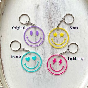 Happy Face Keychains Smiley Happy Face Acrylic Keychain - Etsy