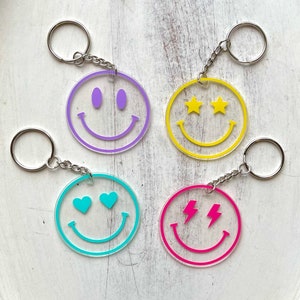 Happy Face Keychains Smiley Happy Face Acrylic Keychain - Etsy