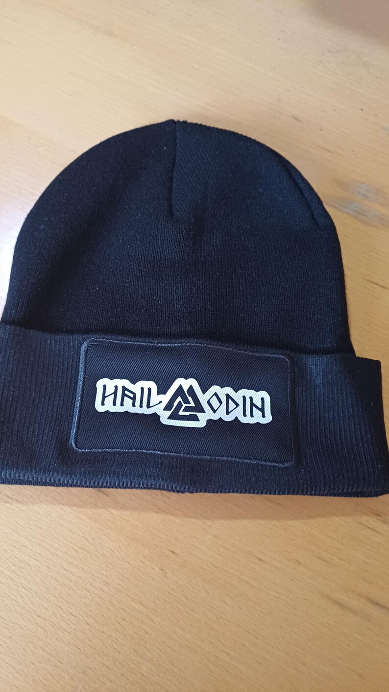 Viking Unisex Winter Beanie Hat Pagan Biker Skinhead Hail Odin Valknut ...