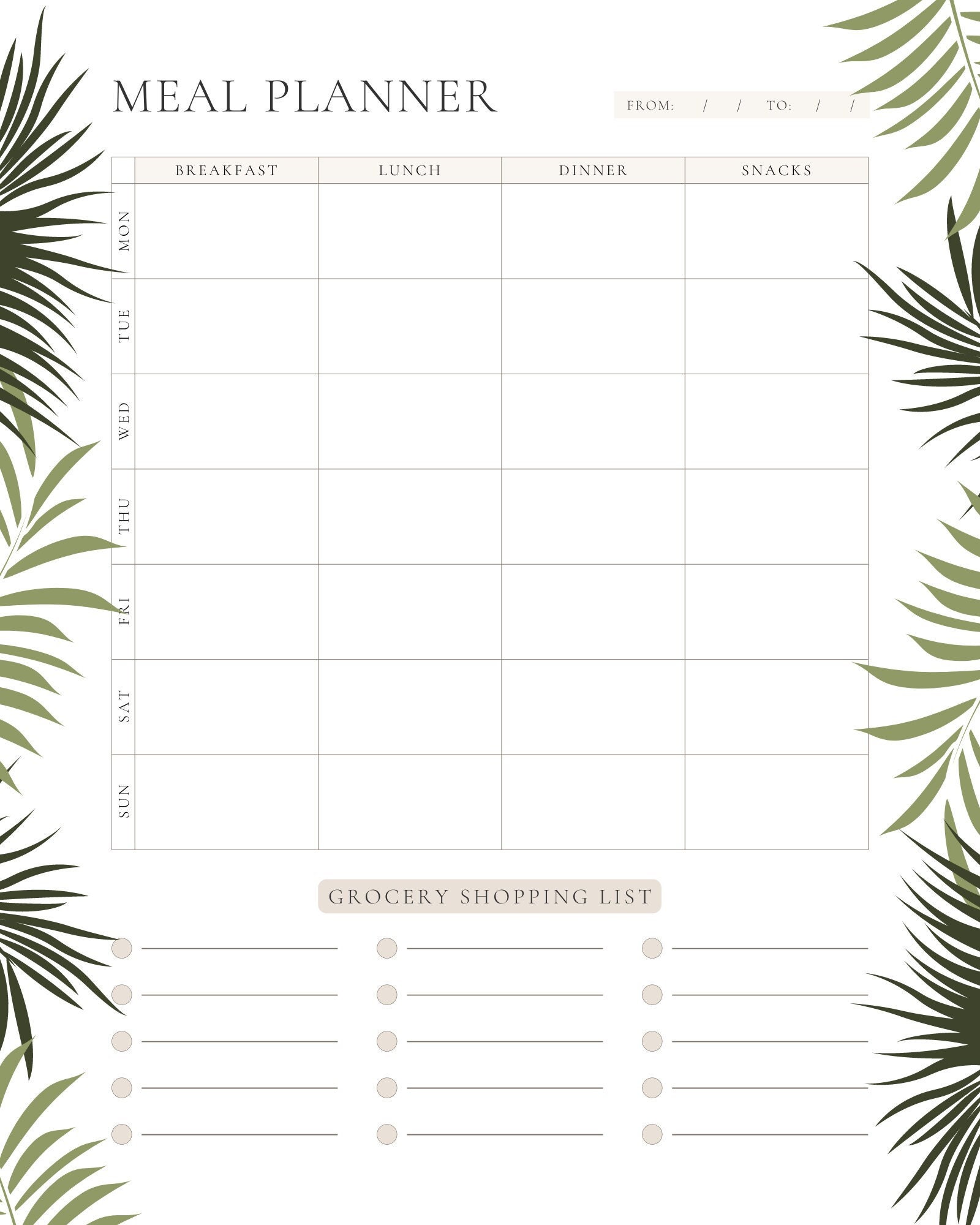 Printable Weekly Meal Planner - Etsy