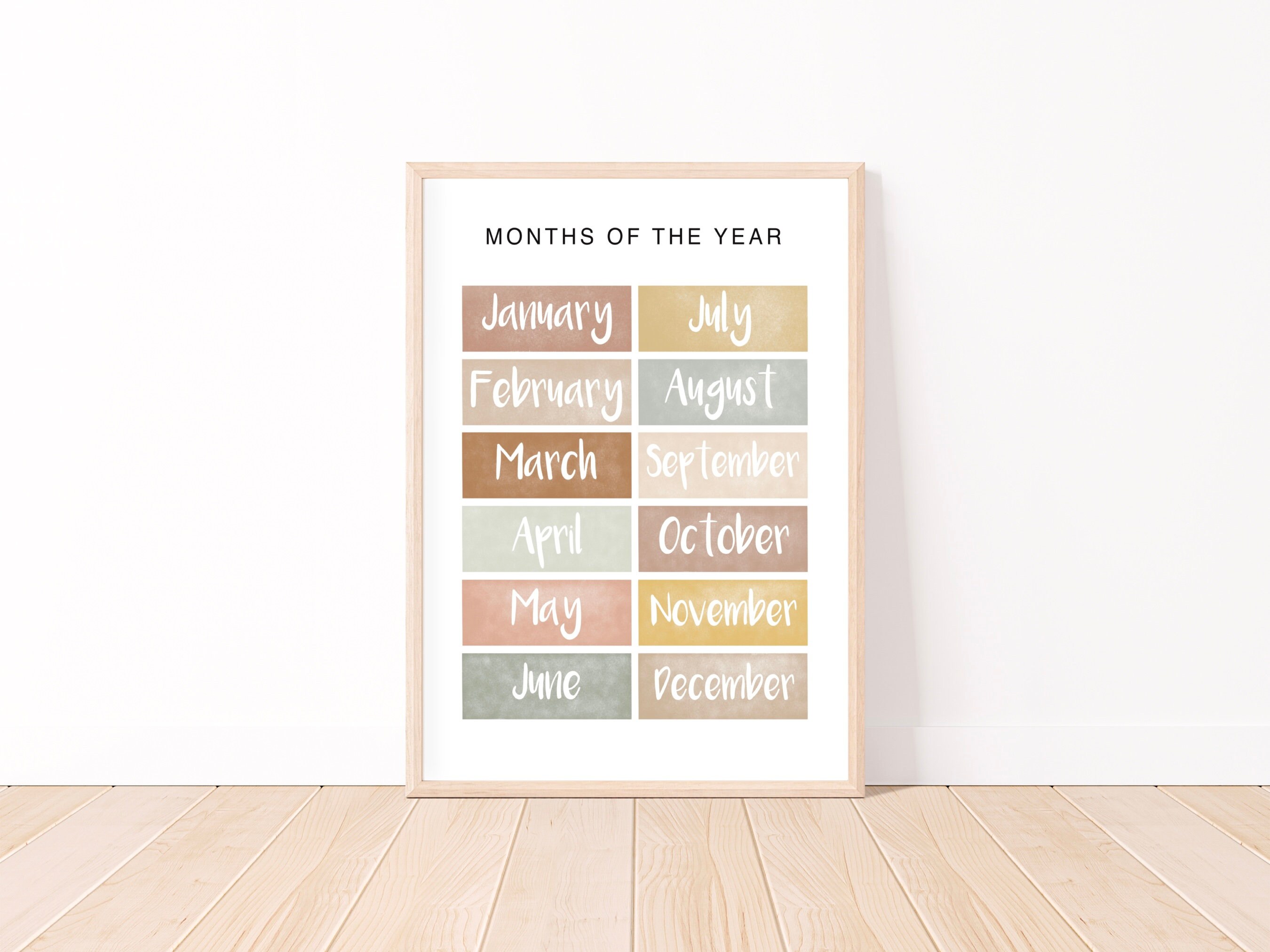 Months of the Year Educational Printable Art Kids Learning Wall Decor ...