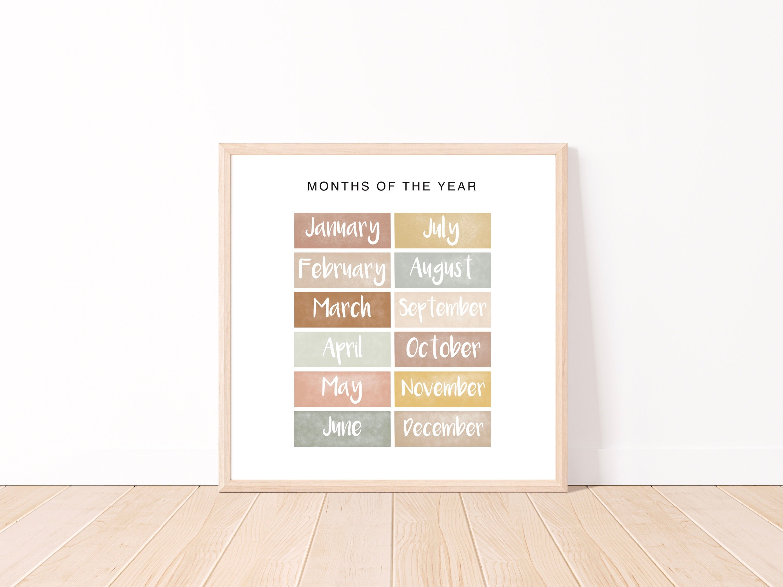 Months of the Year Educational Printable Art Kids Learning Wall Decor ...