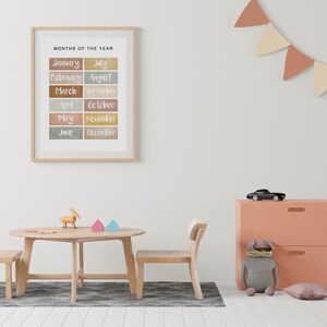 Months of the Year Educational Printable Art Kids Learning Wall Decor ...