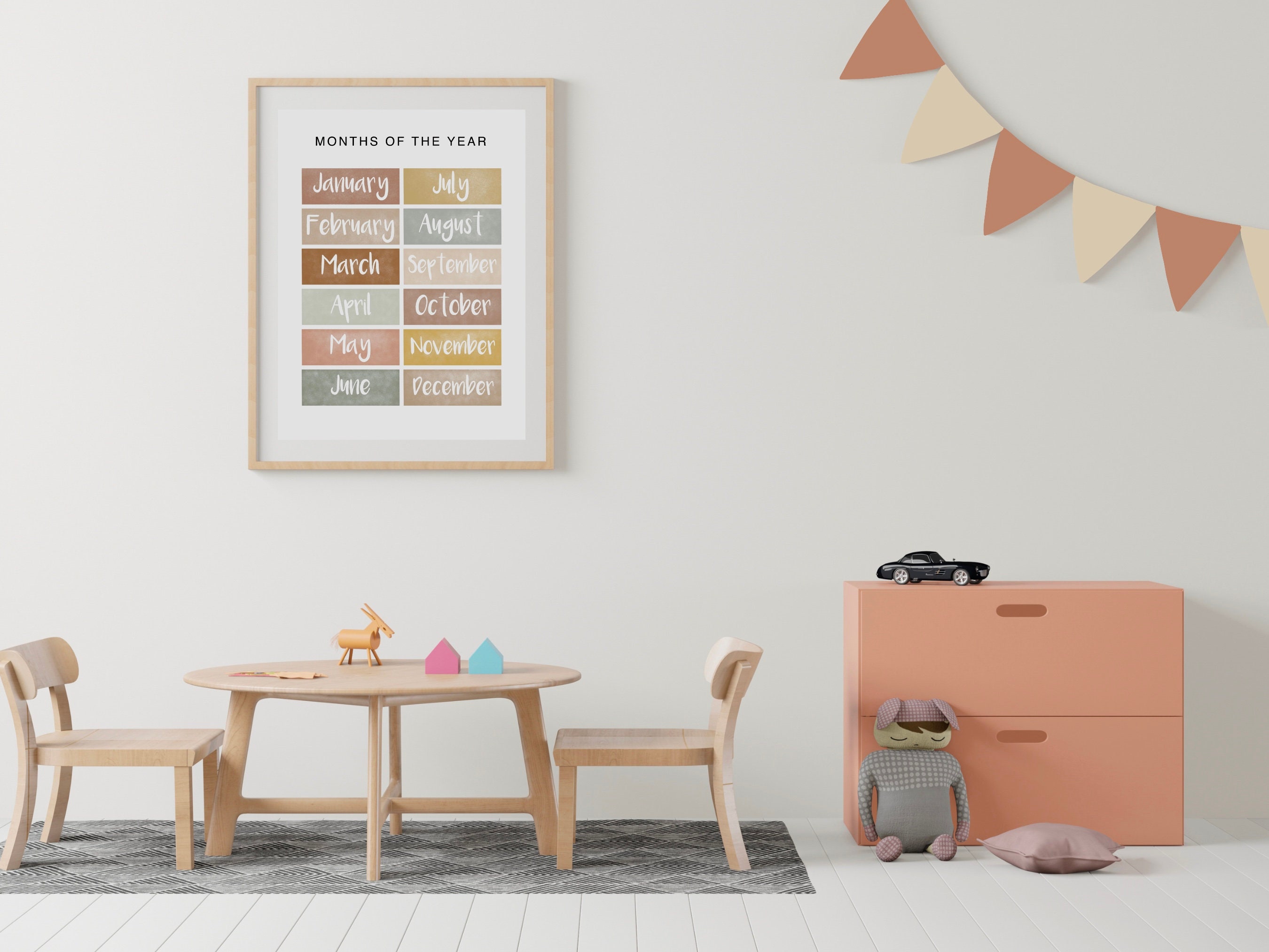 Months of the Year Educational Printable Art Kids Learning Wall Decor ...