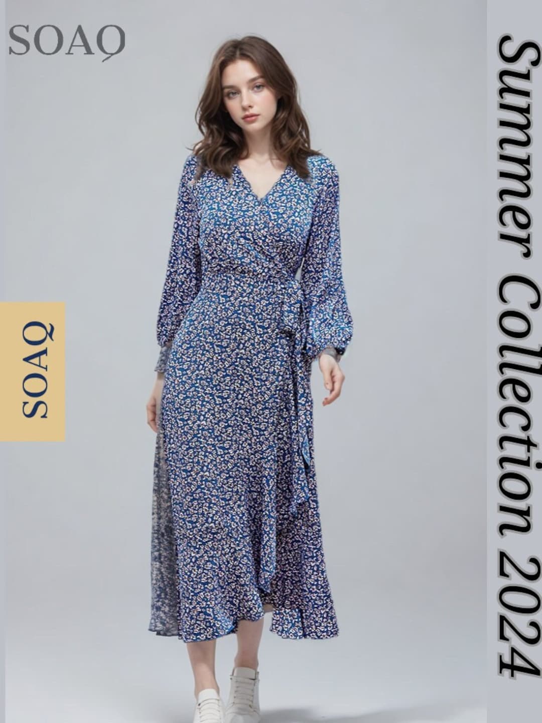 Long Sleeve Autumn Women Floral Dress Midi Boho Fall Dress for Women ...