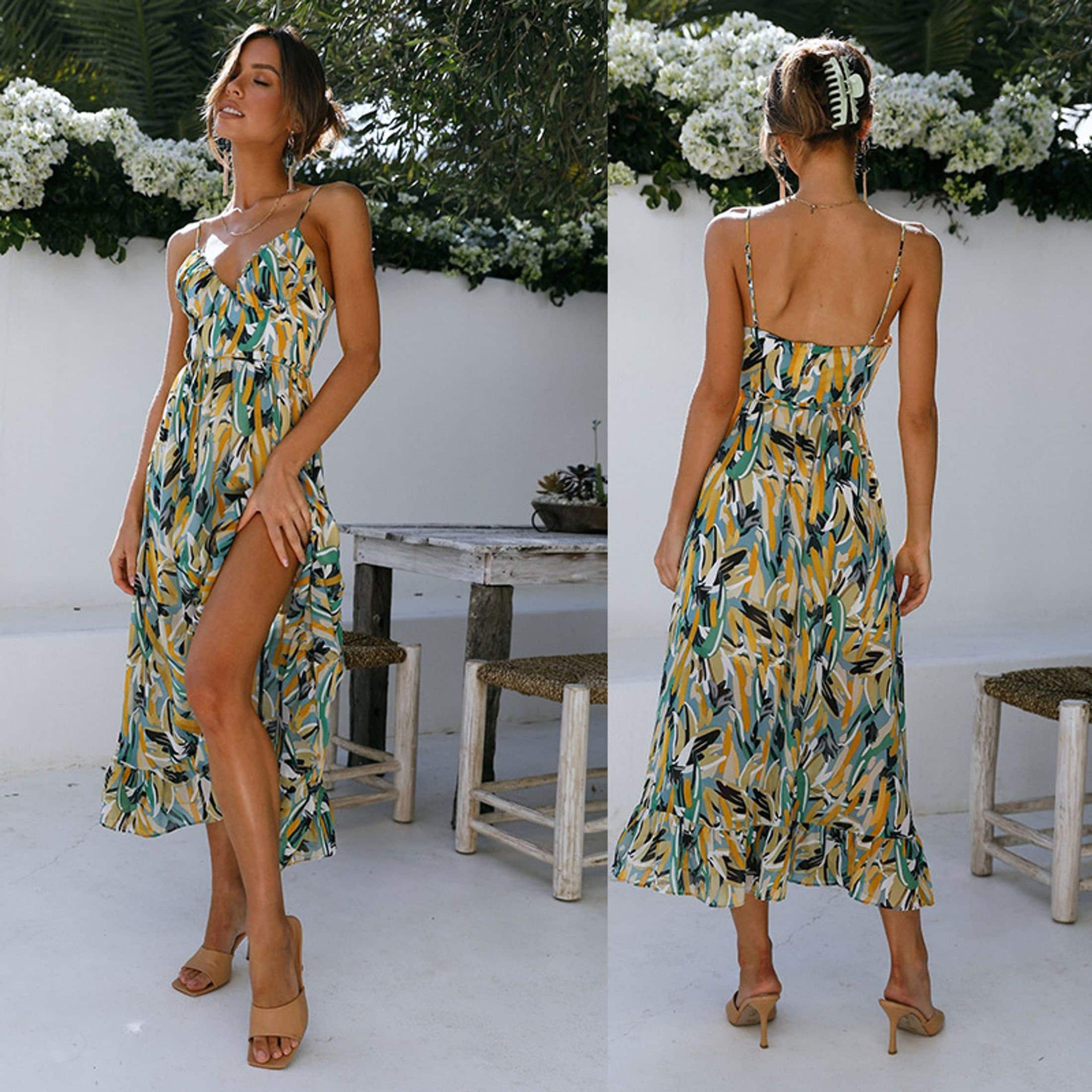 Sleeveless Maxi Length Printed Dress Summer Dress Sun Dress - Etsy UK