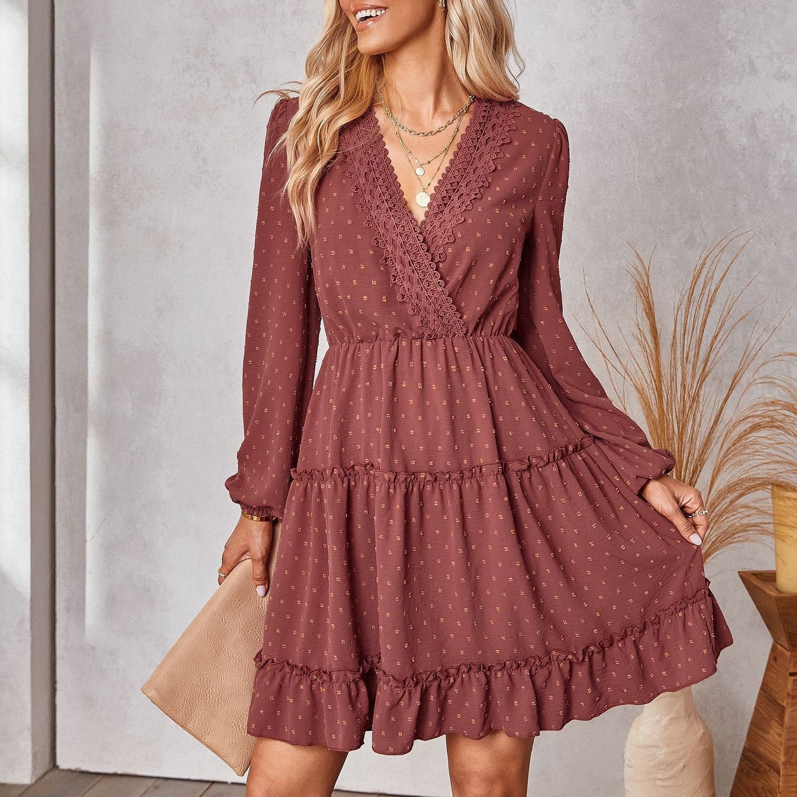 Long Sleeve Autumn Women Dress Mini Boho Fall Dresses for - Etsy UK