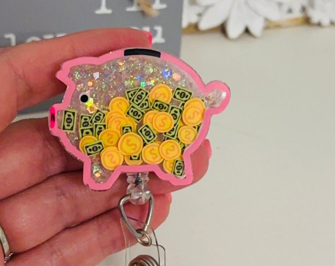 Piggy Bank Badge Reel, Shaker Badge Reel,banker Badge Reel, Piggy Bank ...