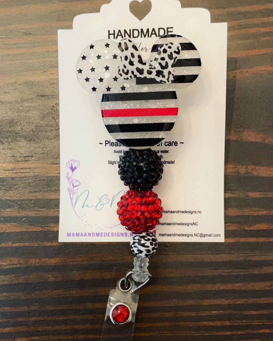 Thin Red Line Badge Reel, Minnie Inspired Badge Reel, Thin Red Line ...