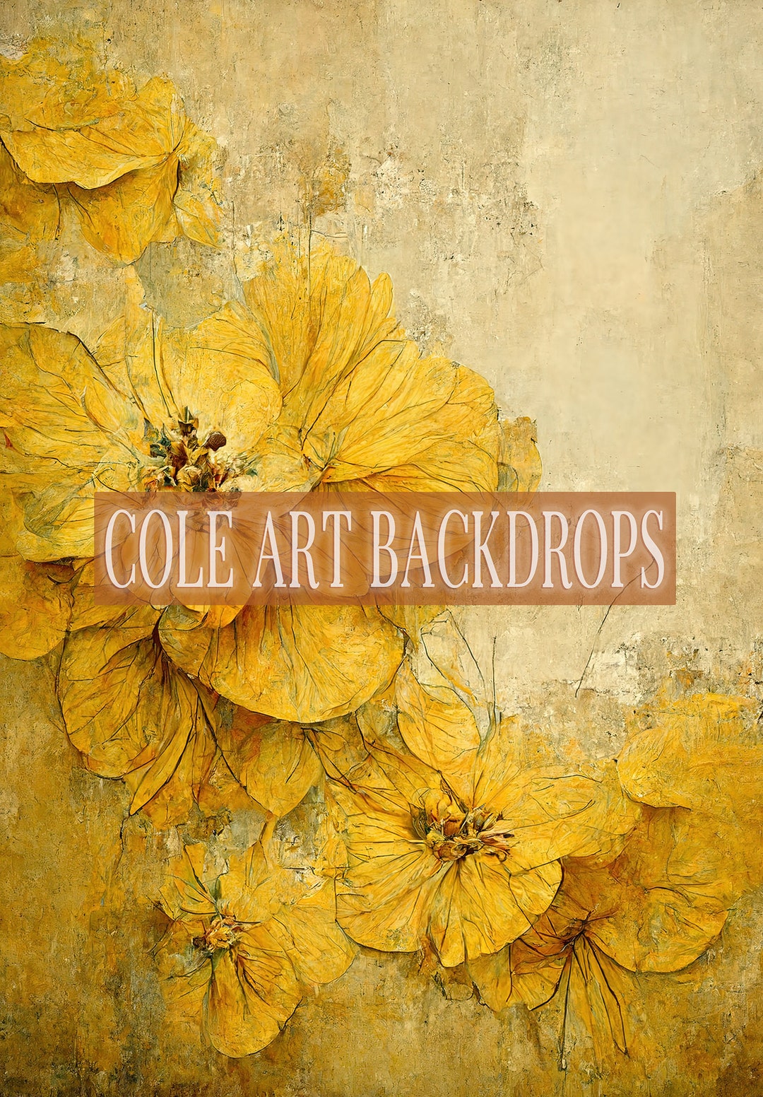 Yellow Floral Set 5 Printed Backdrop, Fabric Backdrops, Printed Sweep ...