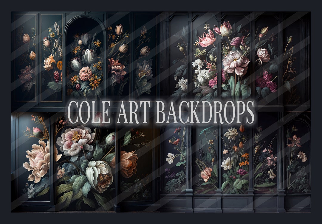 Black Floral Mural Digital Backdrops, Maternity Backdrop Overlays ...