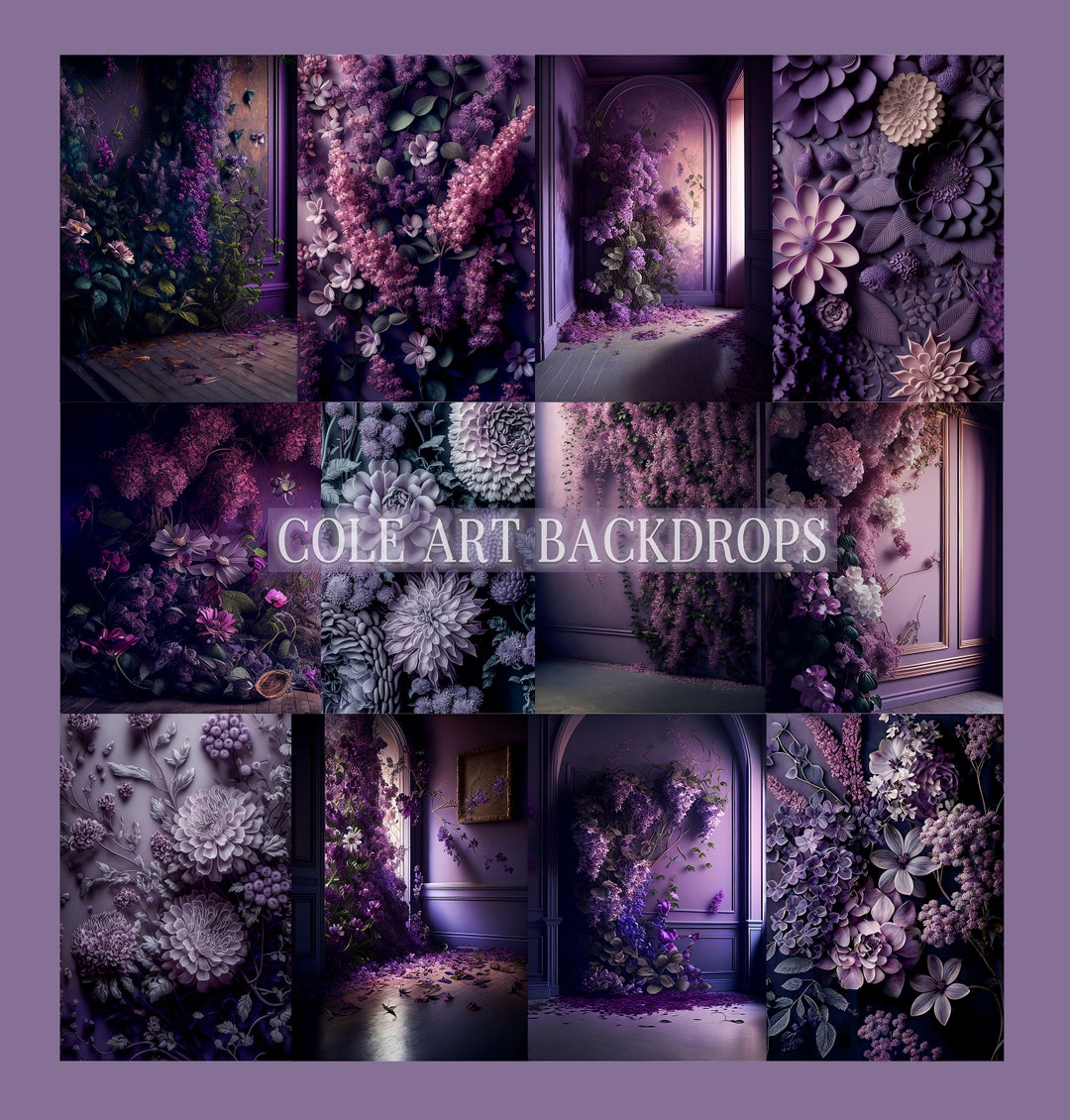 Lush Purple Floral Art Digital Backdrops, Maternity Backdrop Overlays ...