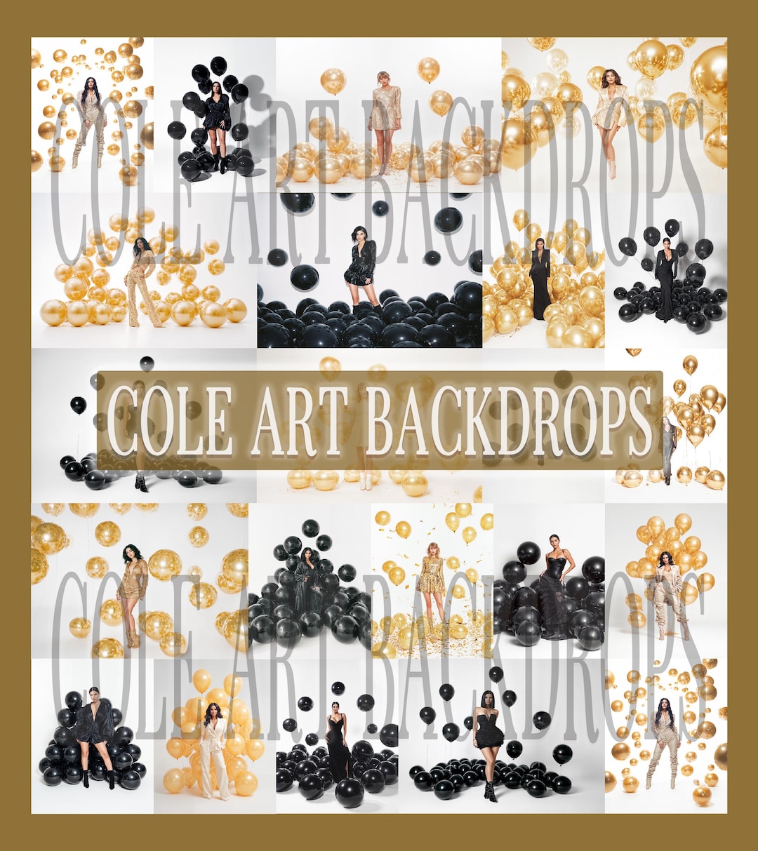 Glam Birthday Set Digital Backdrops, Birthday Backdrops, Digital ...