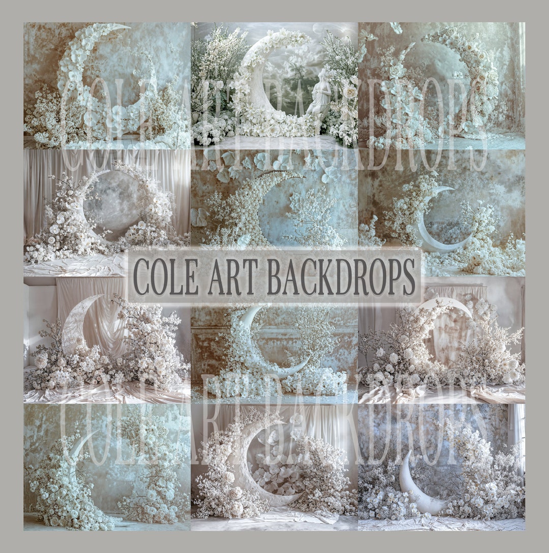 White Crescent Moon Set Digital Backdrops, Maternity Backdrops, Studio ...